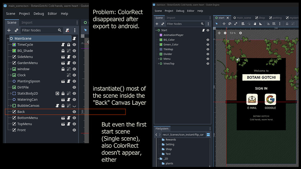 ColorRect doesn't show after build (Android) - Help - Godot Forum