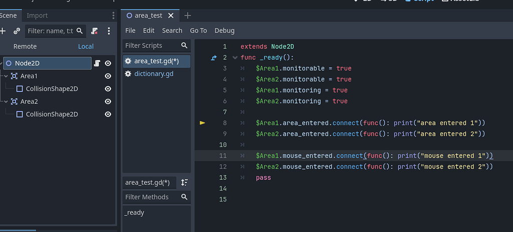 Connecting area entered signal through code - Programming - Godot Forum