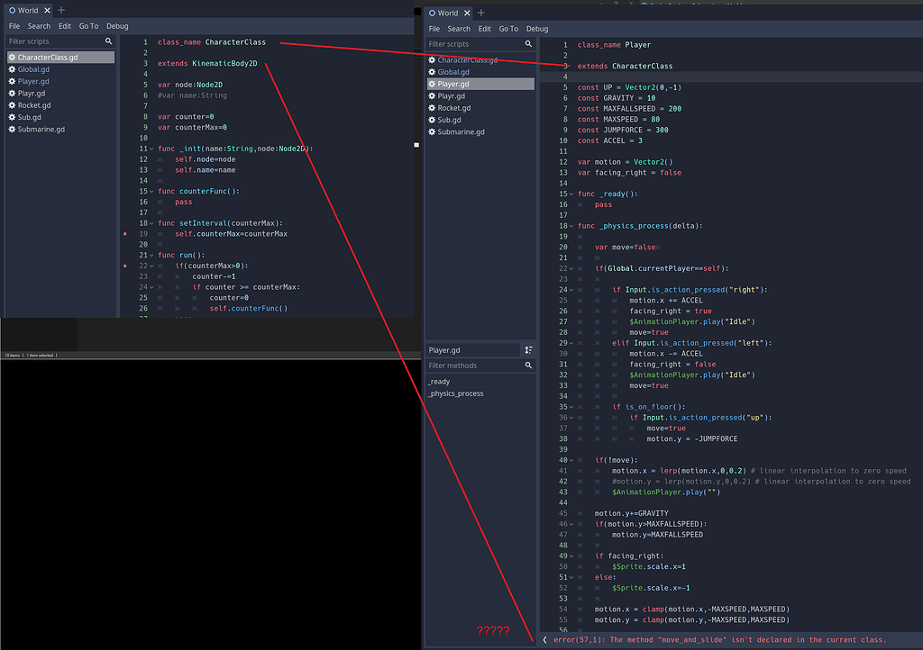Cannot inherit from KinematicBody2D - Archive - Godot Forum
