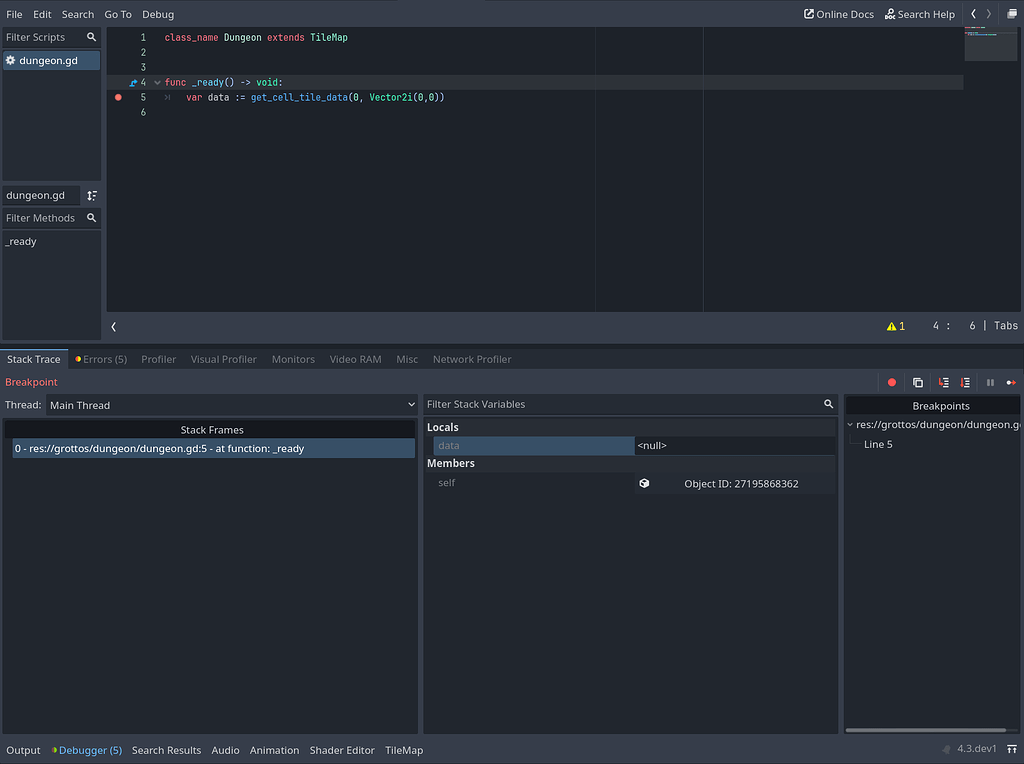How can I inspect the last line of code in a function using the debugger? - Help - Godot Forum