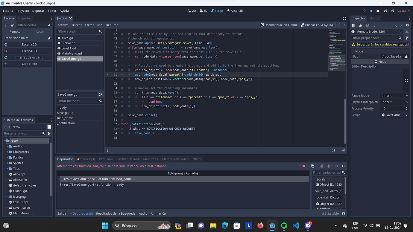 How to fix Attempt to call function 'add_child' in base 'null instance' on a null instance error ...