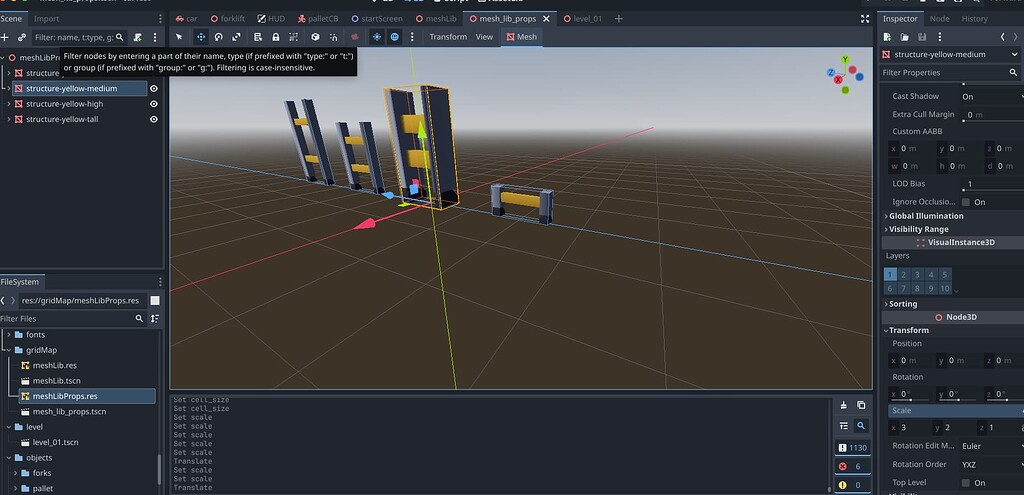 Tiles placed in GridMap do not respect scale settings from MeshLib - Help - Godot Forum