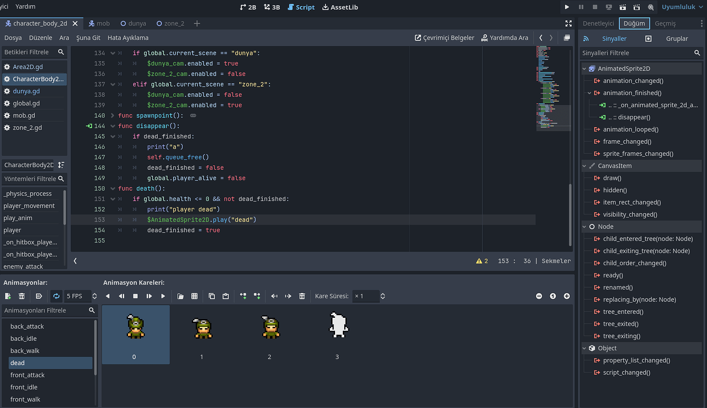 My death animation doesnt play - Programming - Godot Forum