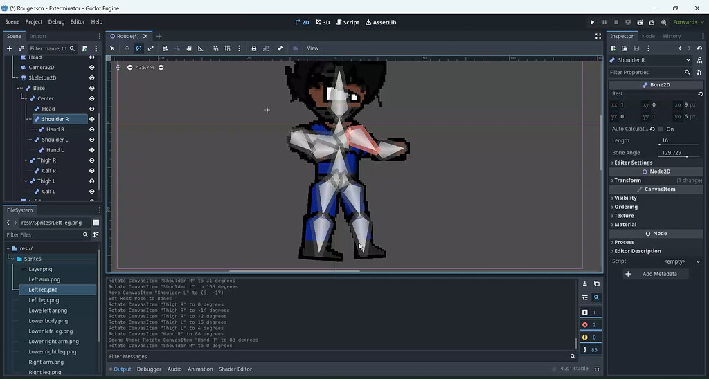 Polygon2d disappears when bone is rotated - Animation - Godot Forum