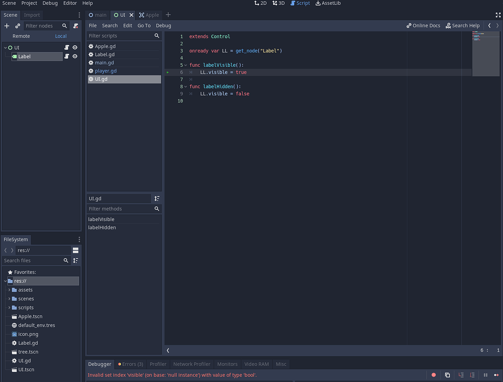 Invalid set index 'visible' (on base 'null instance') with value of type 'bool' - Archive ...