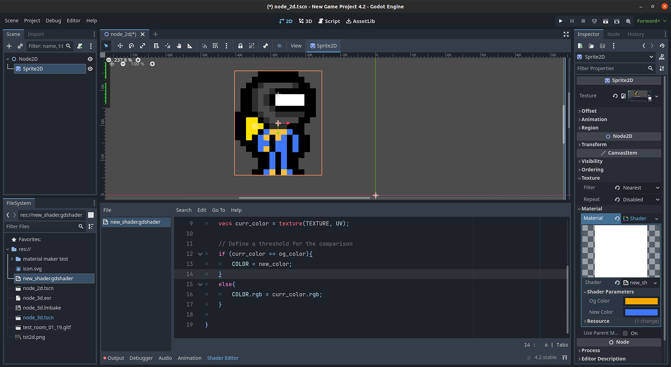 Godot color replacement shader not working - Shaders - Godot Forum