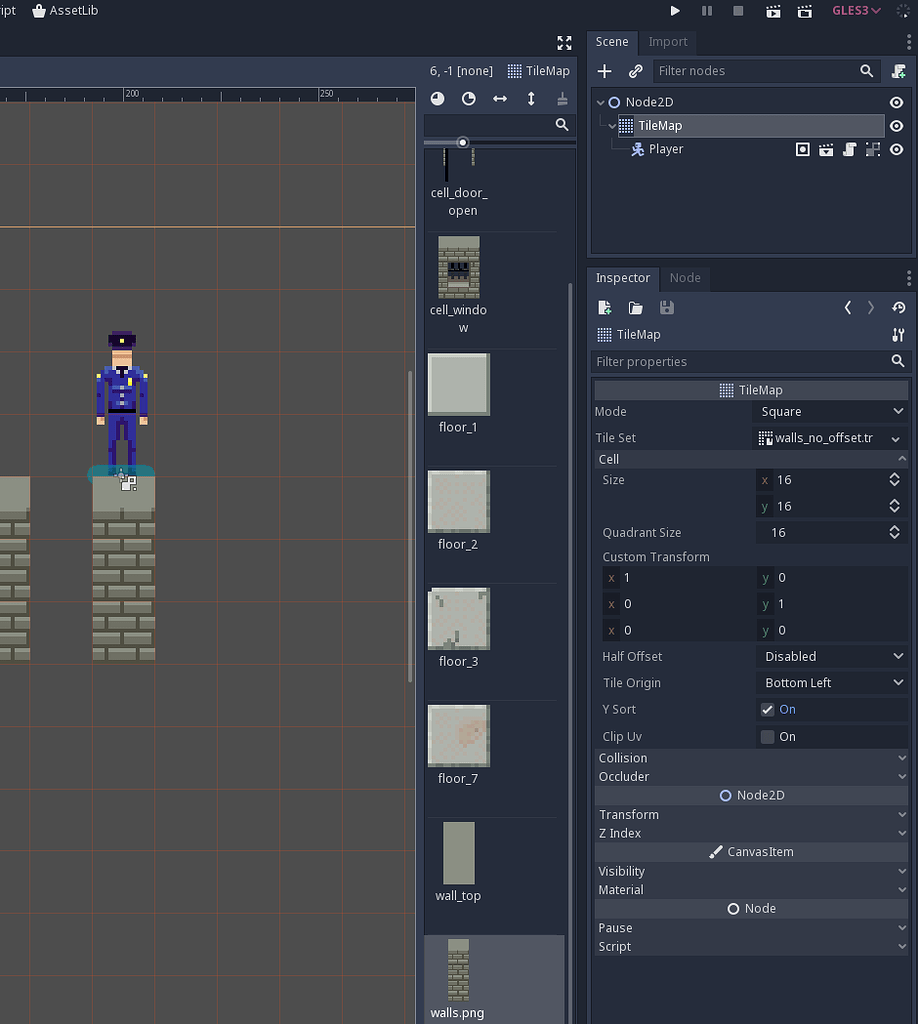 How to make a character sprite hidden behind a wall in a TileMap - Archive - Godot Forum