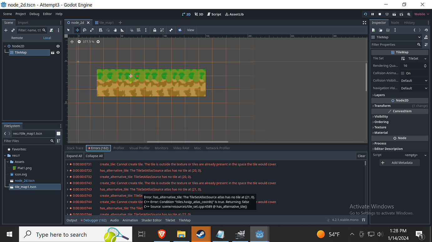 Tilesets throwing errors A Lot of errors - Help - Godot Forum