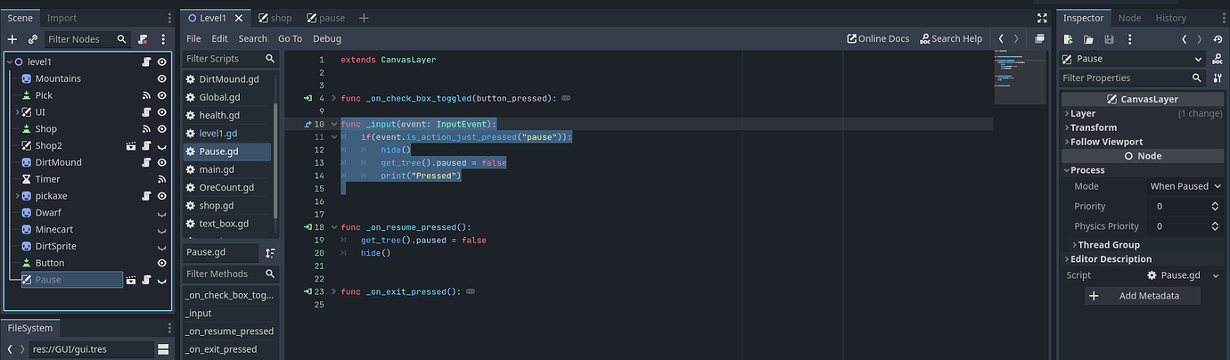 Un-pause with an input event - Programming - Godot Forum