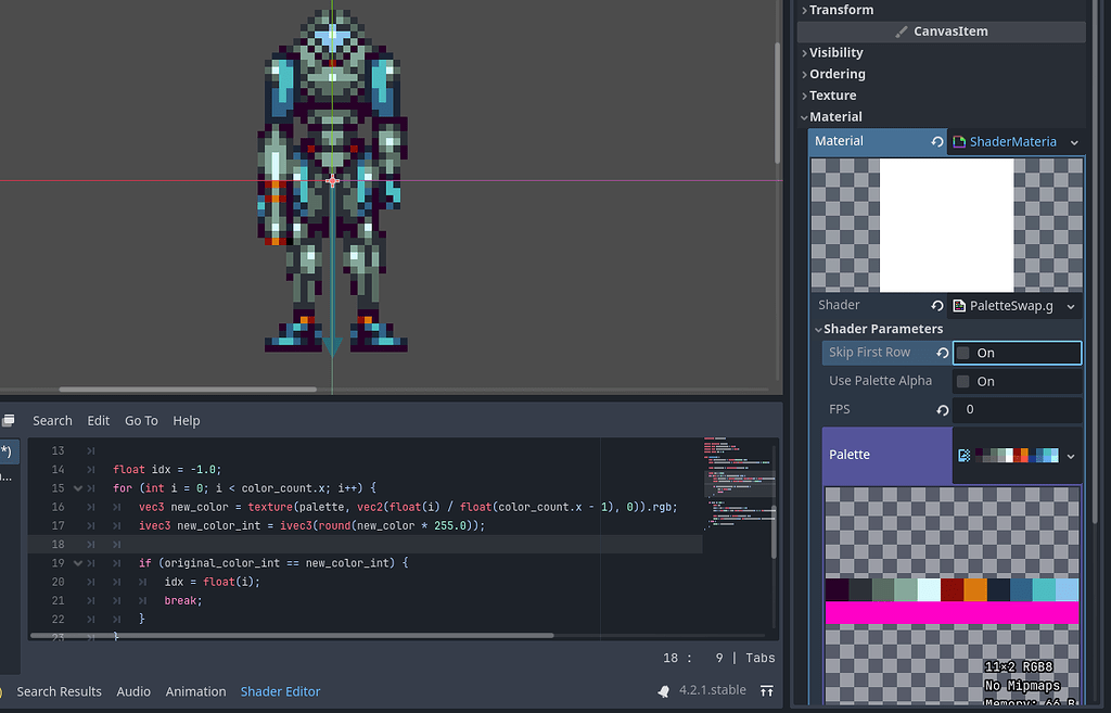 Palette cycler / swapper ignores colors - Shaders - Godot Forum