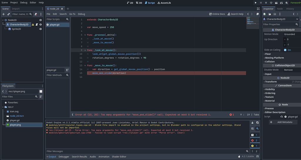 Move_and_slide function is not working in my code! (Godot 4) - Programming - Godot Forum