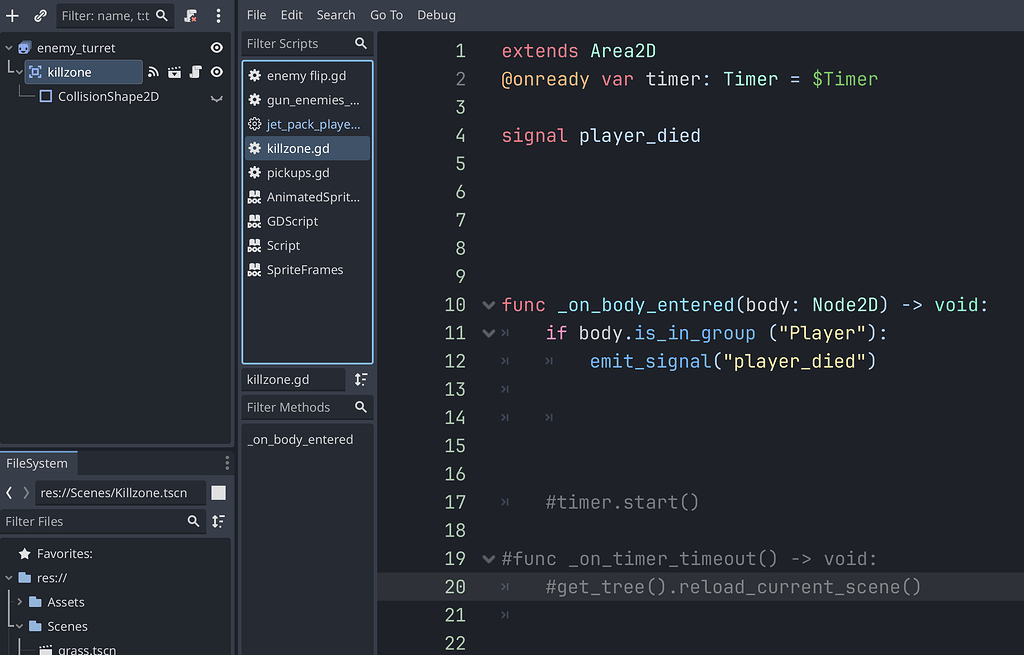 Triggering a death animation using on_body_entered and signals - Help ...