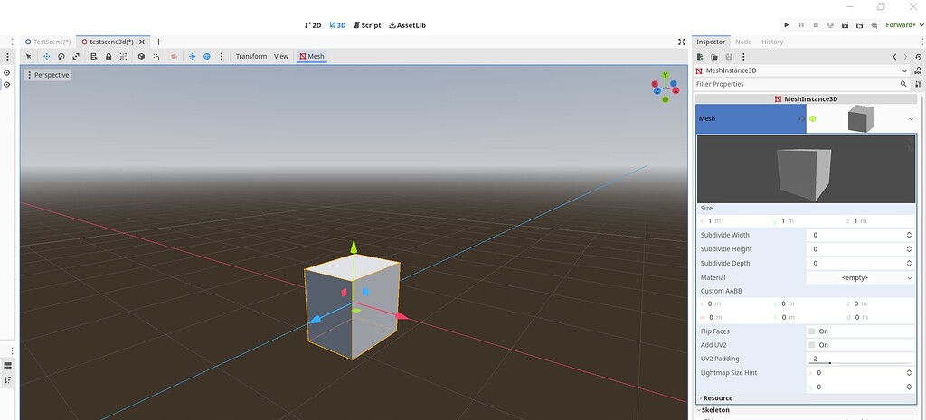Why does my default cube in the MeshInstance3D node looks rectangular? - Help - Godot Forum