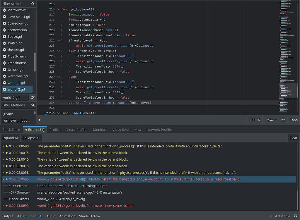 Can't return to scene that previously loaded fine in Godot 4.3 - Help - Godot Forum