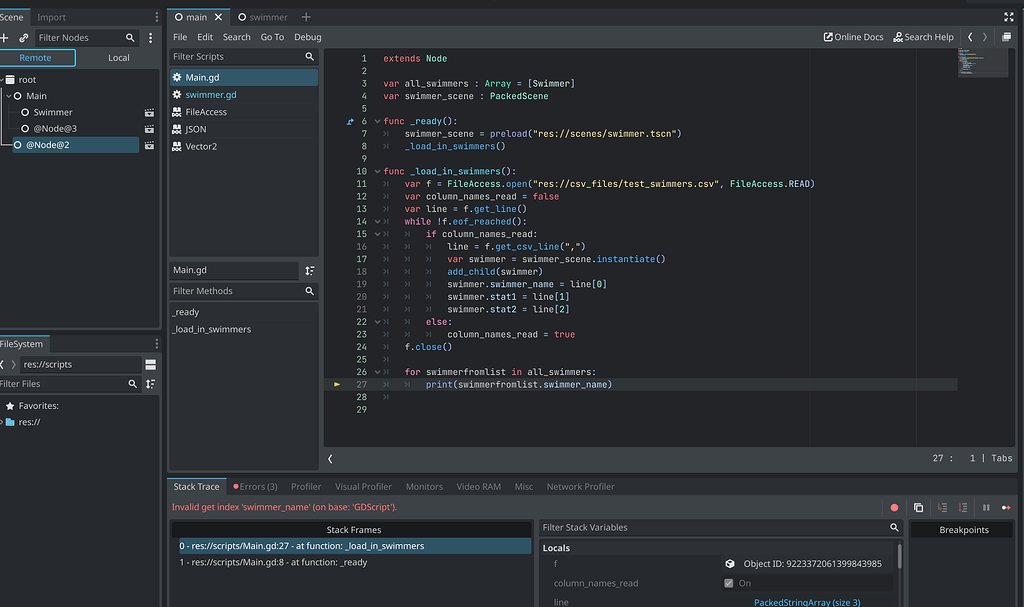 Error while calling variables in a script - Programming - Godot Forum Error while calling variables in a script - Programming - Godot Forum