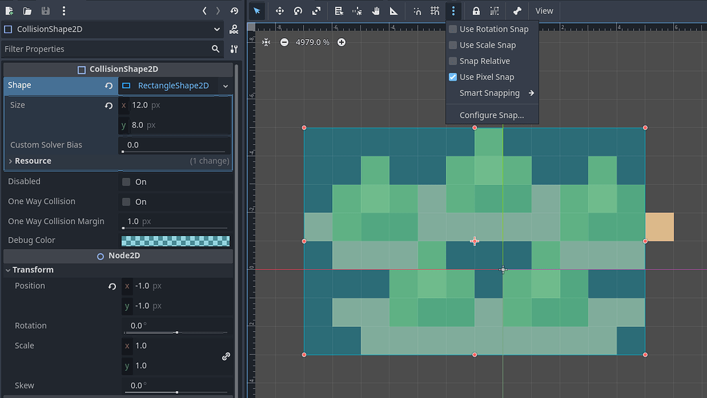 Collisionshape cannot exactly cover pixel art - Help - Godot Forum