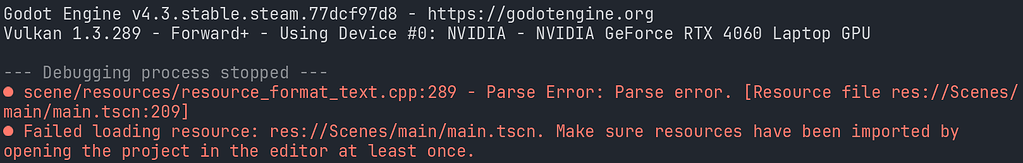 Main scene isn't parsing - Programming - Godot Forum