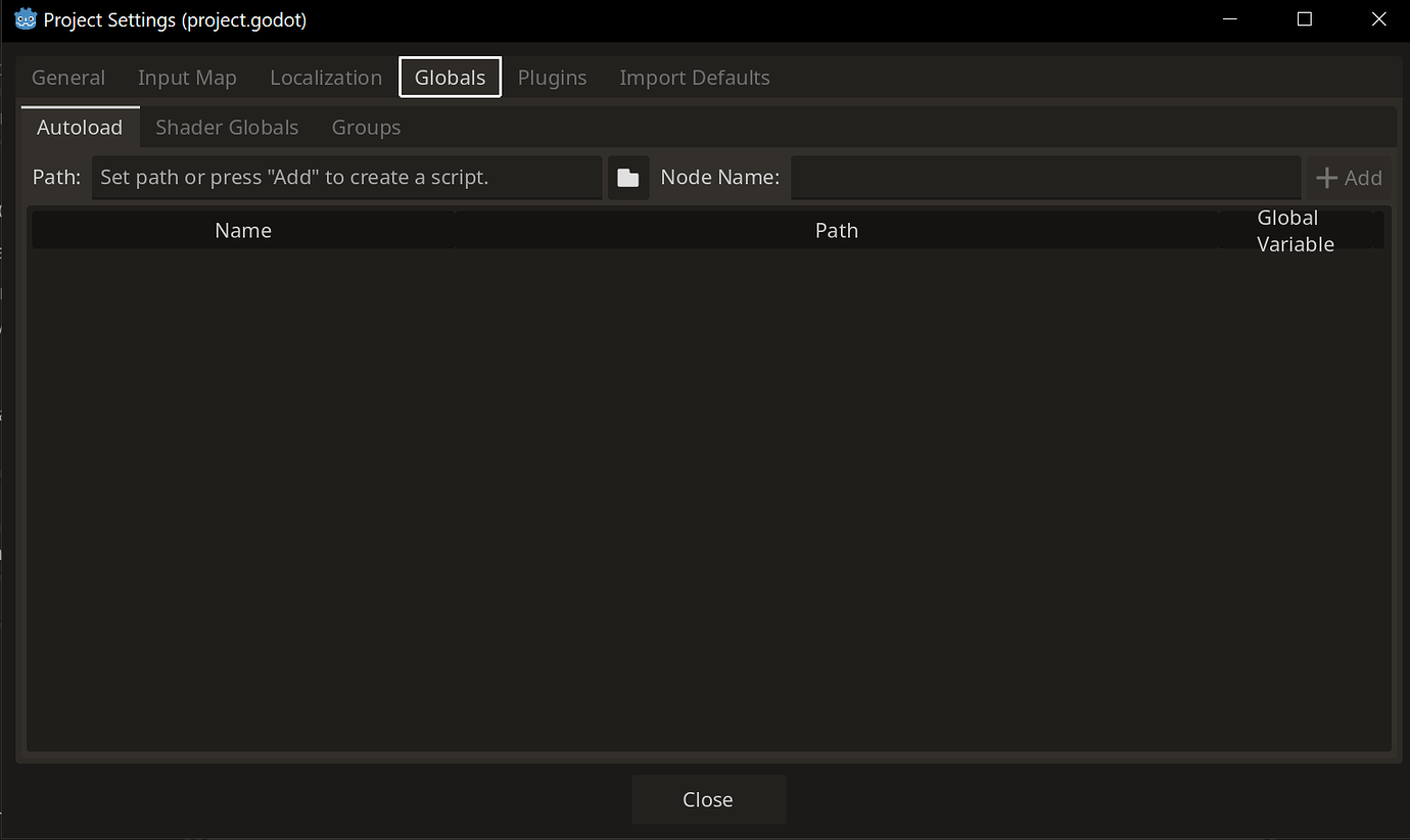 "Autoload" tab not shown in Project Settings - Help - Godot Forum