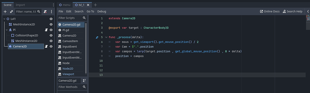 Trouble with Top Down Shooter camera - Programming - Godot Forum