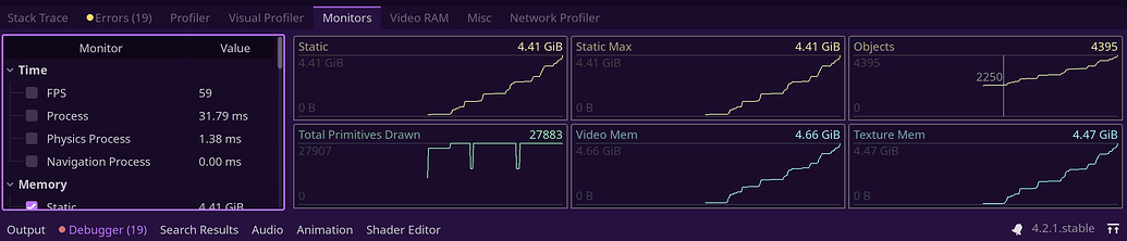 Memory increasing for seemingly no reason at all? - Help - Godot Forum