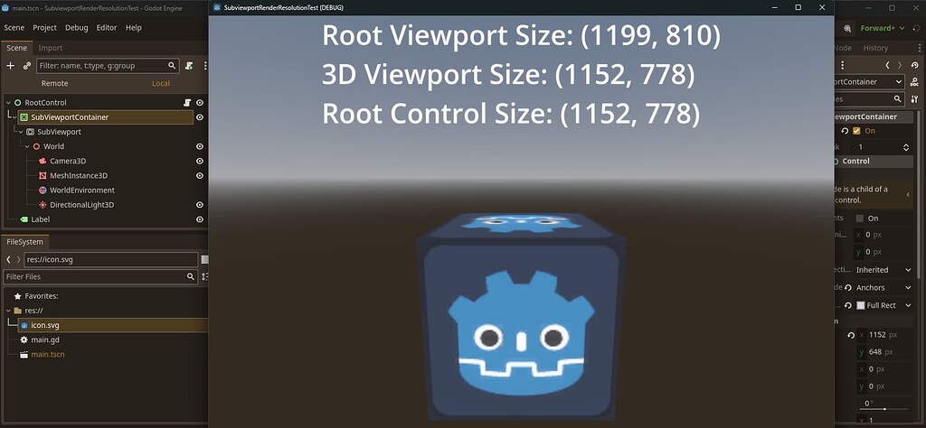 Setting SubViewport size to always match root Viewport size - Help - Godot Forum