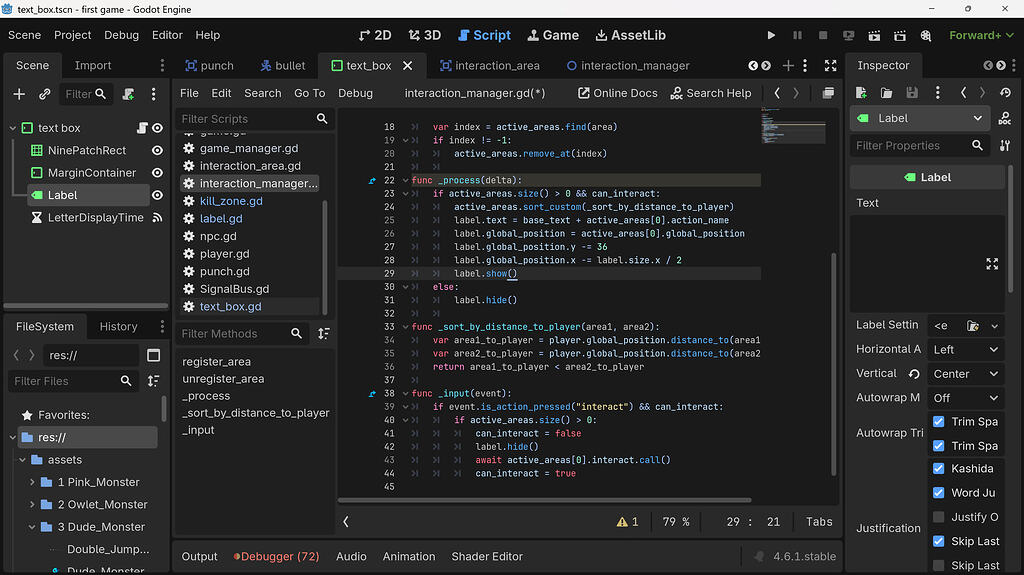 i cannot call the function label.hide() because the variable label is ...