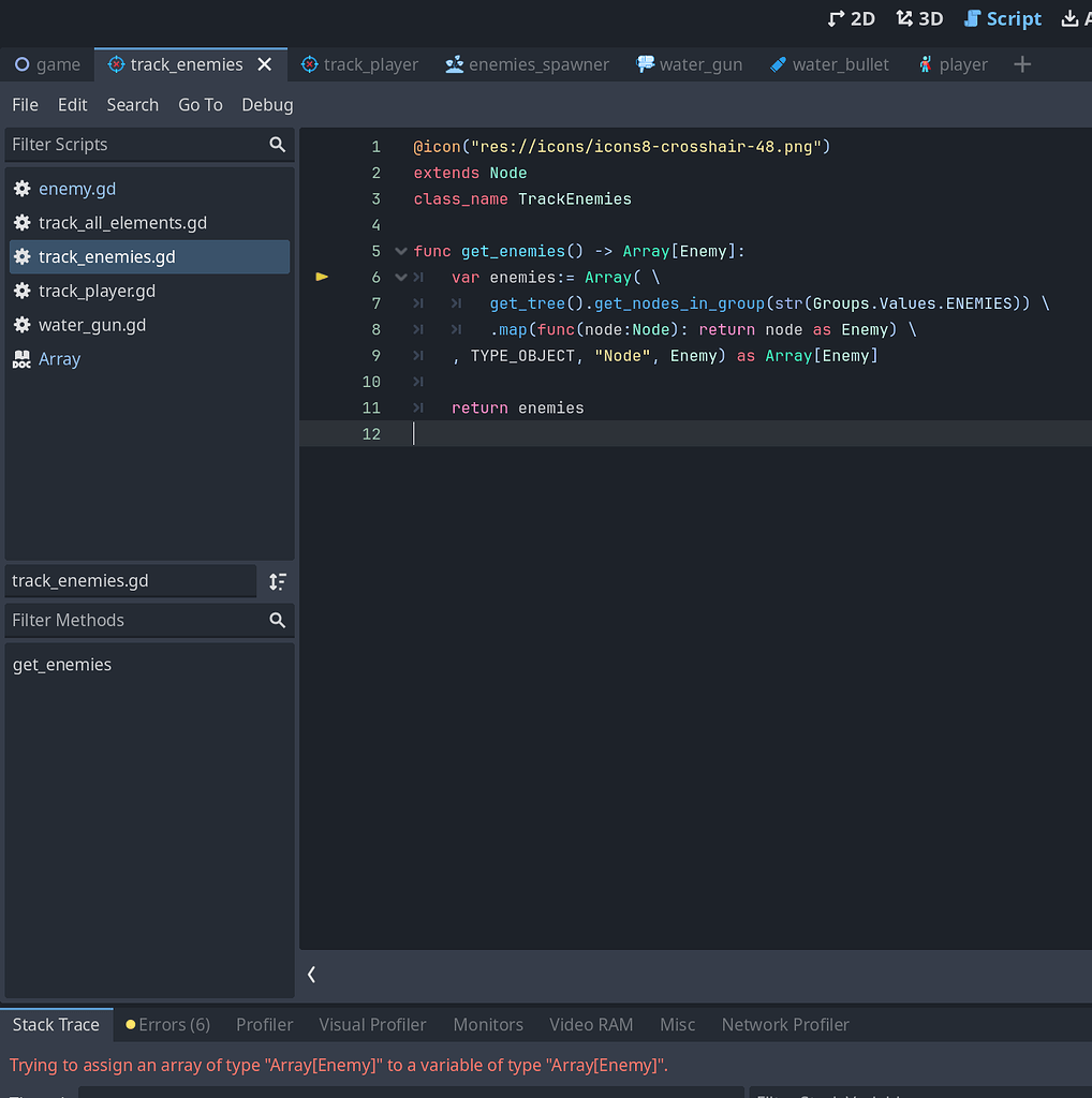 Ype Mismatch Error When Assigning Array[Enemy] in GDScript - Help - Godot Forum