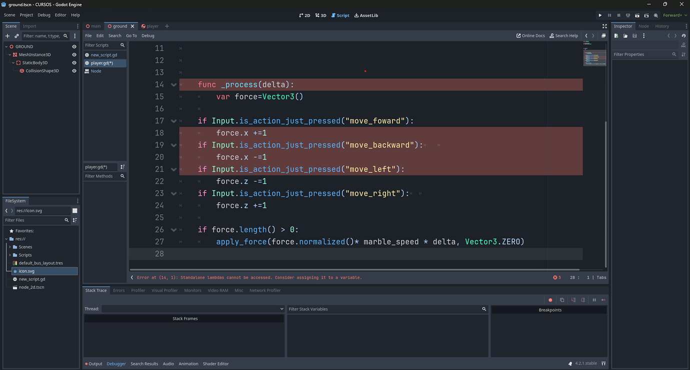 Newbie with Godot. Error with following a tutorial - Help - Godot Forum
