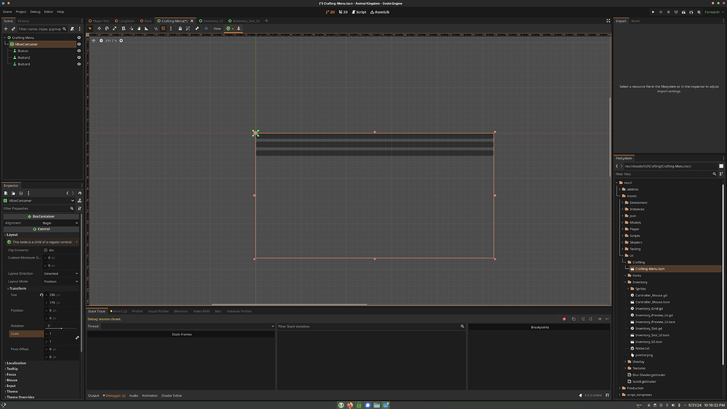 Why don't my Hbox and Vbox containers work? - Help - Godot Forum
