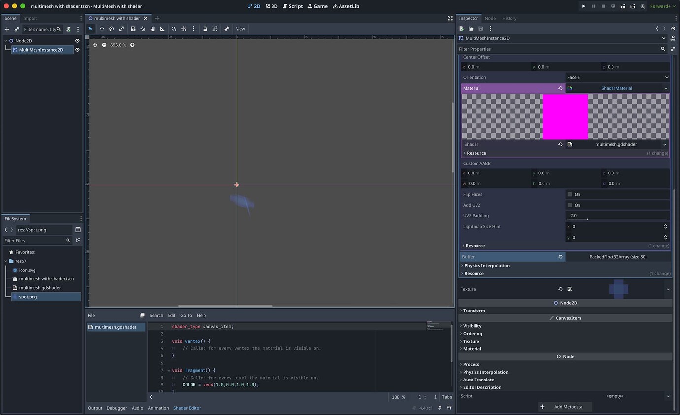 MultiMeshInstance2D with a shader and a texture - Shaders - Godot Forum