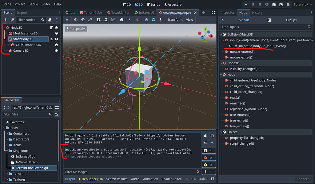 StaticBody3D input_event signal only firing once - Help - Godot Forum