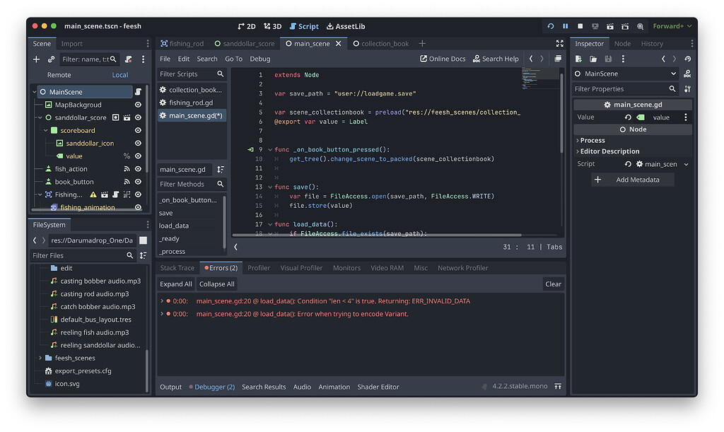 Save/Load Error Message - Help - Godot Forum