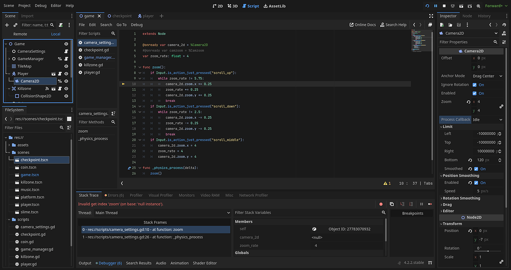 Invalid get index 'zoom'(on base: 'null instance') - Programming ... Invalid get index 'zoom'(on base: 'null instance') - Programming ...