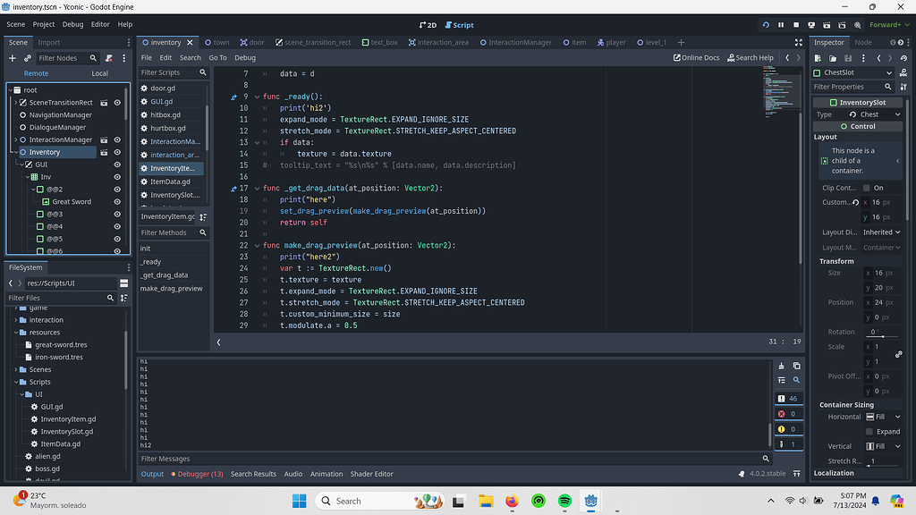 Method _get_drag_data not called when loaded as singleton/autoload - Help - Godot Forum