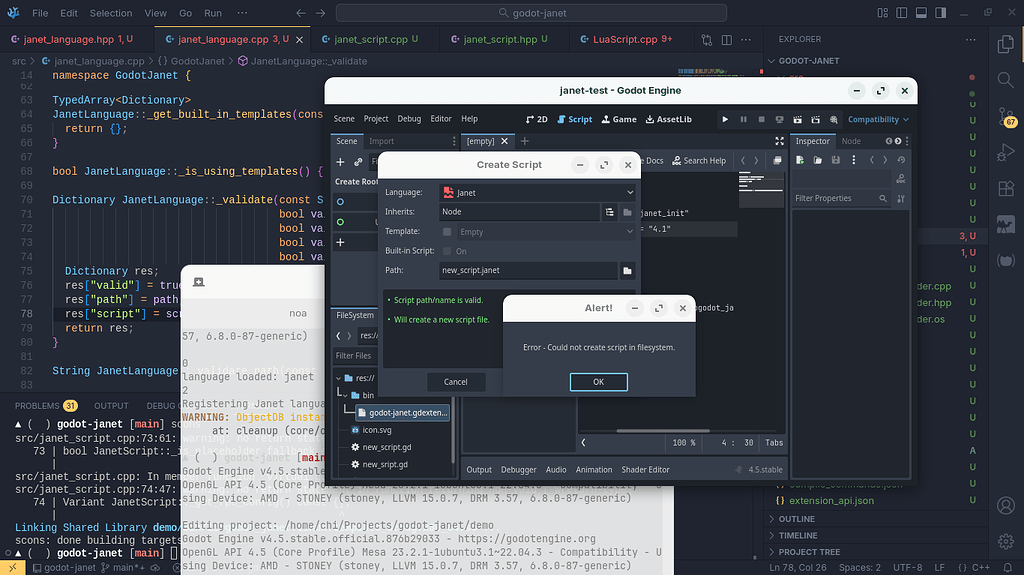 Could not create script from my custom scripting language, it said file always in filesystem ...