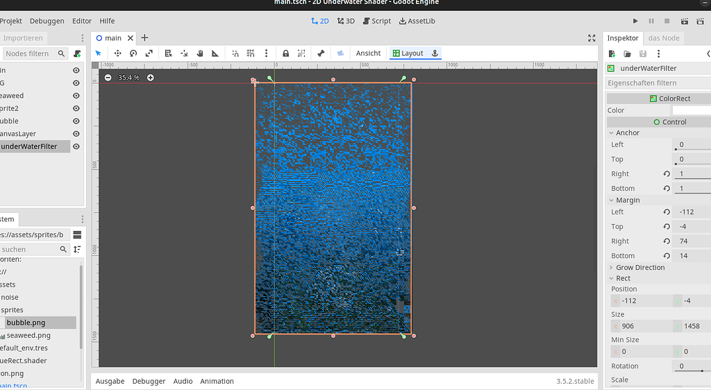 Problem with underwater shader on ColorRect - Shaders - Godot Forum