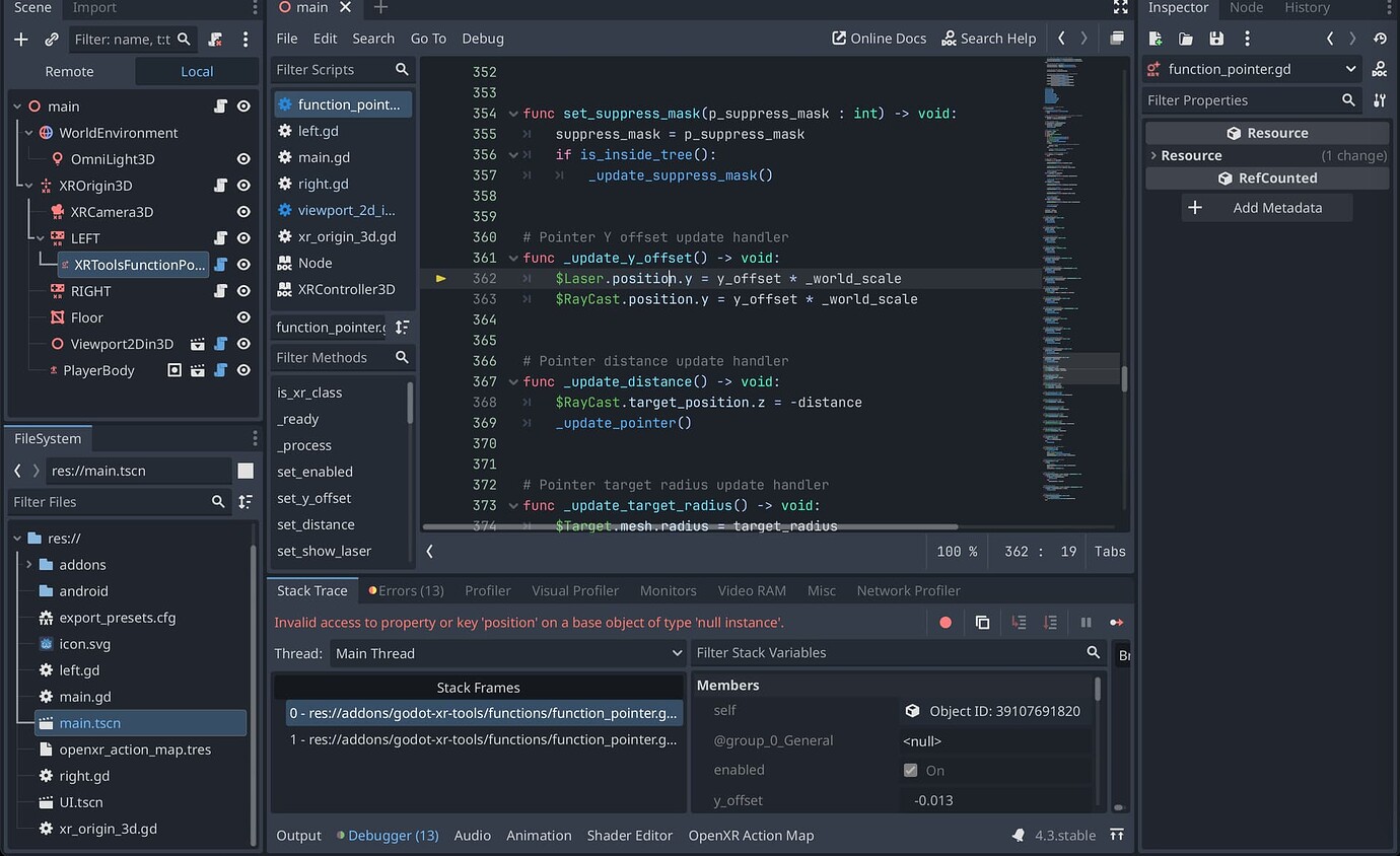 Unable to use "XRToolsFunctionPointer" in Godot - Help - Godot Forum