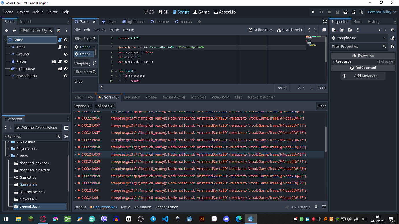 Tree chopping system bug, please help! - Programming - Godot Forum