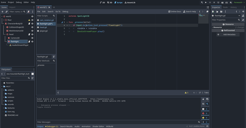 How do I make a spotlight3d non visible when the game starts? - Programming - Godot Forum