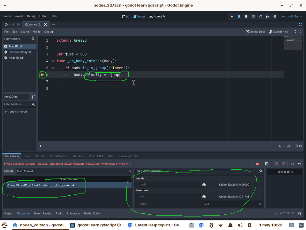 How control velocity of character body 2d from area script - Programming - Godot Forum