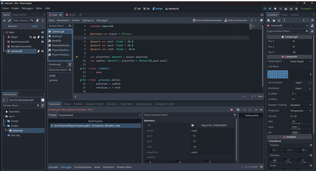 Error When Trying To Get Player Position For Camera To Follow Programming Godot Forum 3073