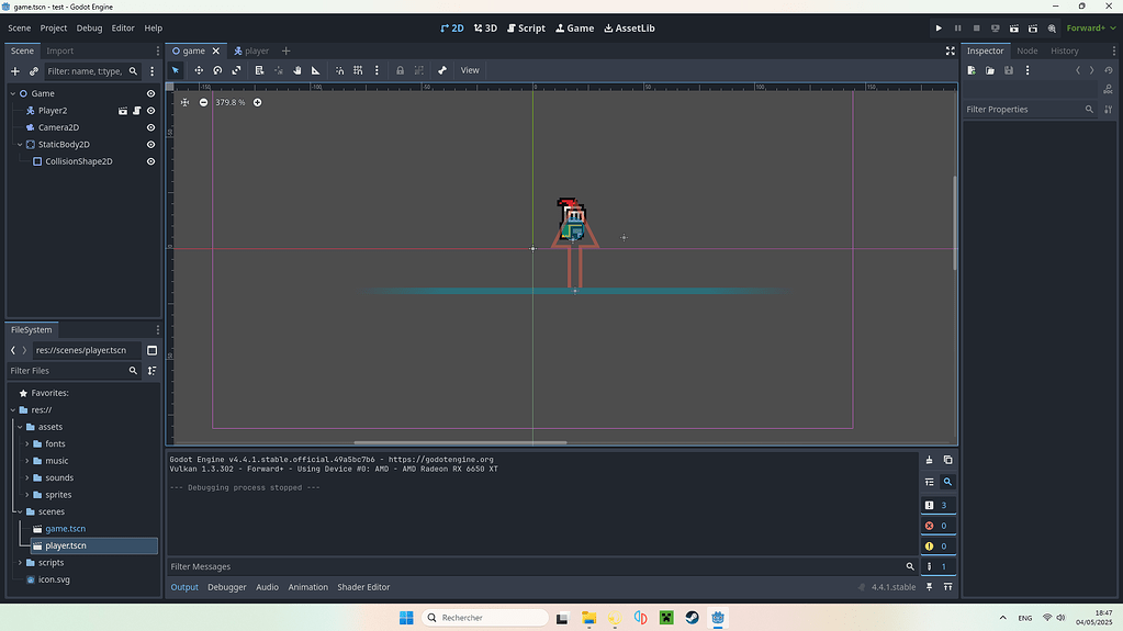 Problem with "CharacterBody2D : BasicMovement" template - Help - Godot Forum