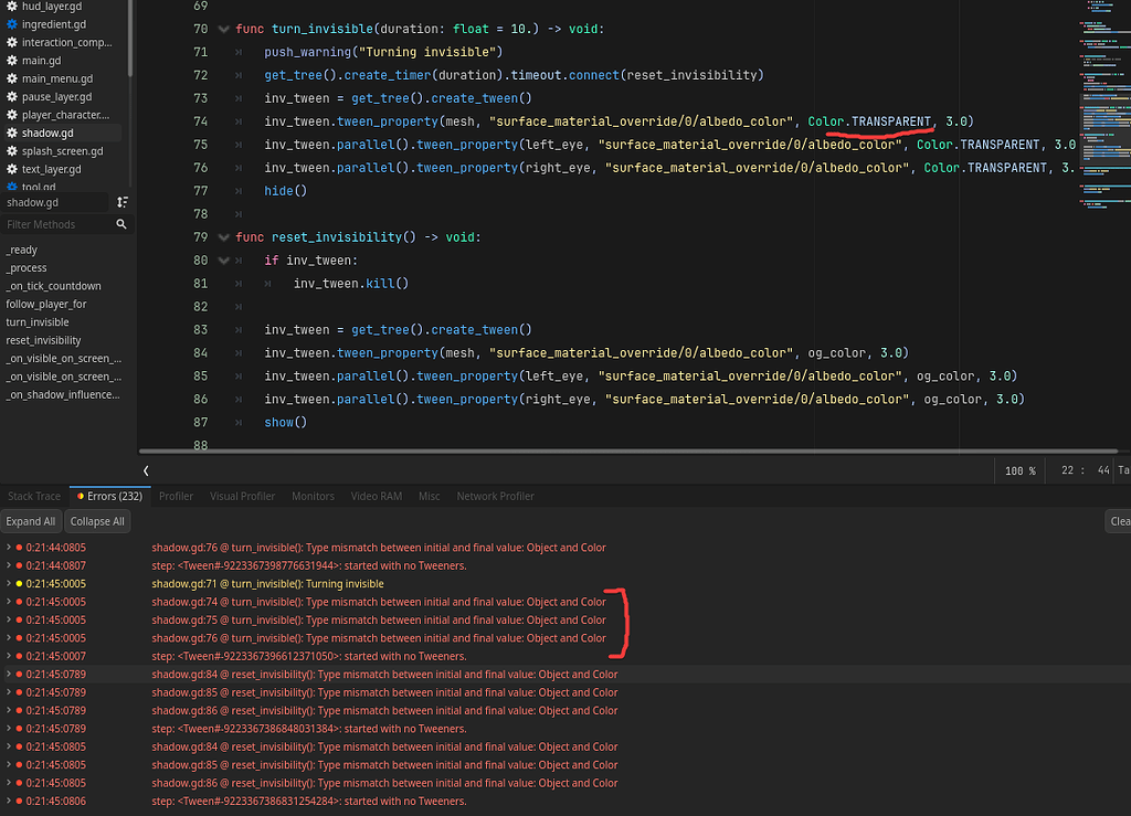 Help! Godot thinks Albedo_color property is an Object instead of a ...