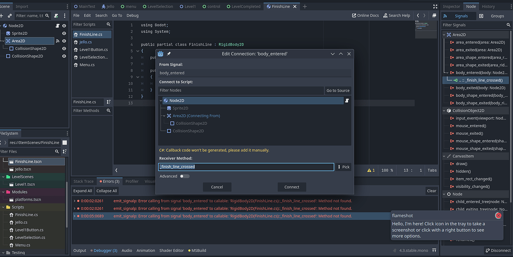 Issue with connecting signal method - Help - Godot Forum