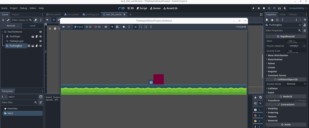 Tile Map Layer Collisions stops pushing box - Help - Godot Forum