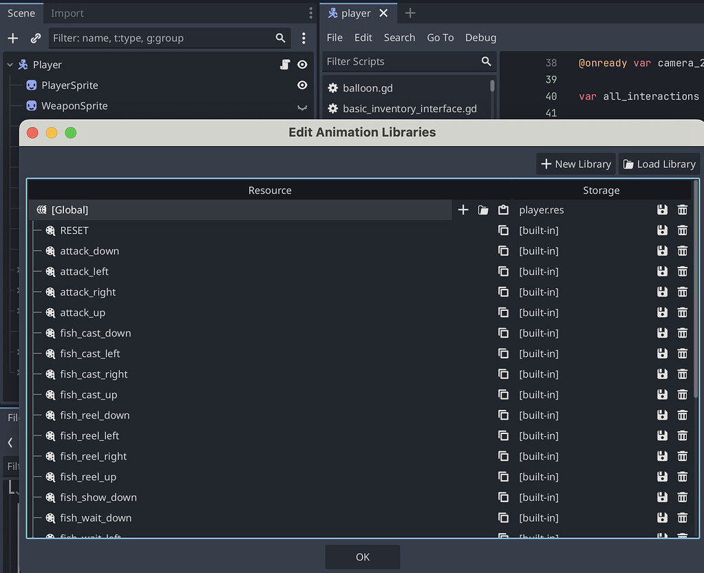 Saving animations in separate file - Animation - Godot Forum