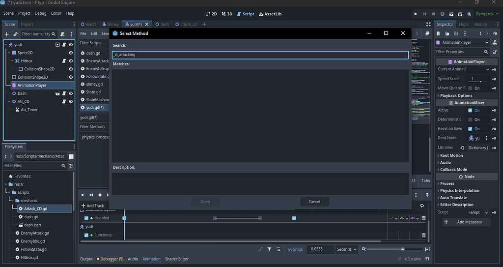 Setter function didn't appear on call method animation player - Help ...