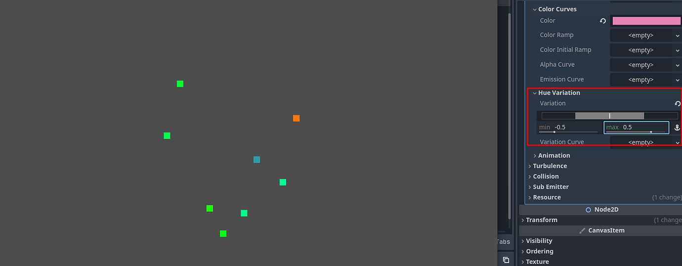 How to change the color of a GPUParticles2D node via code - Help - Godot Forum