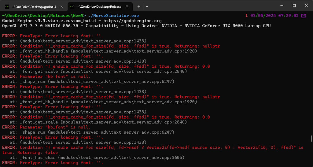 Custom build error - FreeType: Error loading font: '' - Help - Godot Forum