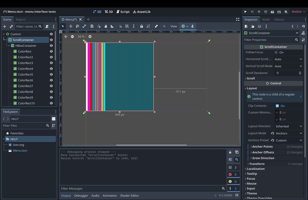 How to stop ScrollContainer from not activating Scrollbar and resizing contents to fit in the ...